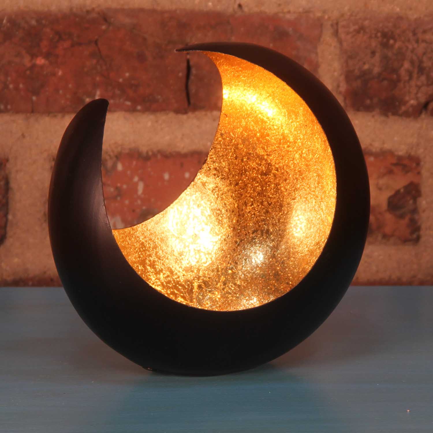 Teelichthalter aus Metall gold im Halbmond Design – orientalisches ...